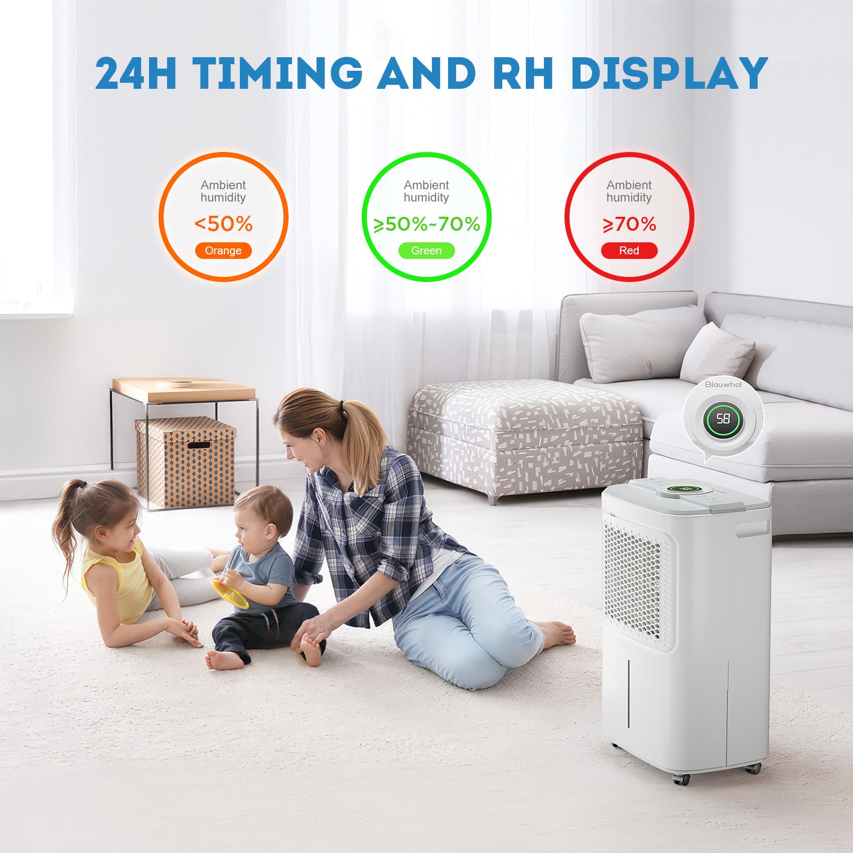 Dehumidifier for Basement 2500 Sq.Ft, 31 Pints Dehumidifiers for Home Large Room with Drain Hose for Bathroom, 2L Water Tank, Dry Clothes Mode, Intelligent Humidity Control with Timer Auto Shut Off