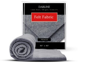 dabline 80" x 80" felt fabric - ideal for diy crafts, tufting, sewing and padding - 1.6mm thick acrylic felt roll 6.6x6.6 ft