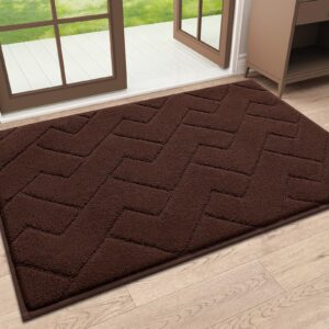 olanly indoor door mat, 30x20, dirt resistant and absorbent, sturdy non-slip rubber backing, easy to clean, washable entry mat, ideal low-profile mat for front back door and entryway, dark brown