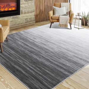 zacoo area rugs 9x12 living room machine washable rugs grey ombre rug throw rugs non slip rugs for bedroom soft rug with rubber backing stain resistant carpet large rug 9'x12' grey