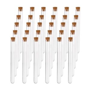 30 covered plastic test tubes - small plastic tubes, 20ml transparent plastic tubes with cork stoppers, small transparent plastic tube containers for solid and liquid storage (30, 16mm*150mm)