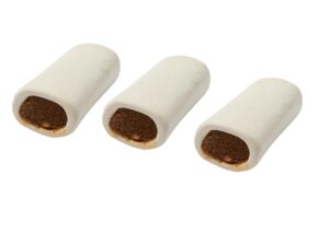 mpp stuffed peanut butter nutritious refillable shin bones 4" hard dog dental chews (3 bones)