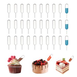 100 piece paper cupcake and jam dropper decoration set, plastic eye dropper, dessert pipette, mini chocolate disposable straw, mini ice cream, jam pipette (bar shape)