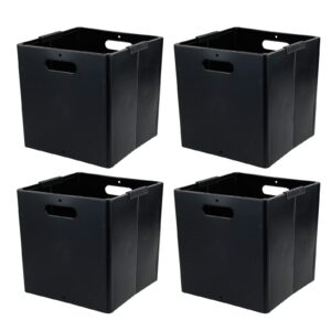 morcte 4-pack collapsible plastic storage cubes organizer, black folding cube storage bins