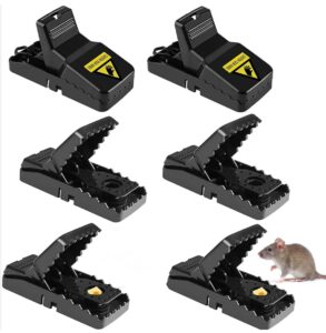 matrotel 6 pack rat traps - indoor/outdoor quick effective reusable rat snap traps for small to large rats, instantly kills with powerful steel spring-loaded snap trap