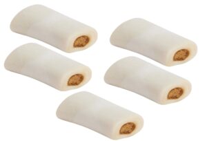 mpp stuffed cheese shin bones 4 inch refillable nutritious dog dental care chews (5 bones)