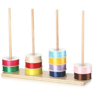 threehoney wooden ribbon rack storage ribbon organizer spool holder washi tape organizer wire spool stand holder for sewing craft mesh wreath crochet thread tulle roll florist arts wrapping gift