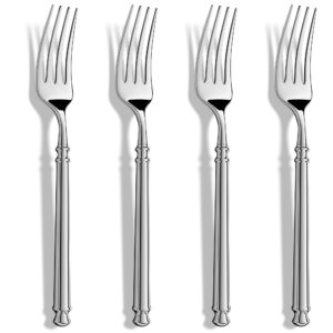 dinner forks,manual forged 18/10 stainless steel silverware forks,modern round handle cutlery table forks,set of 4,mirror finish and dishwasher safe