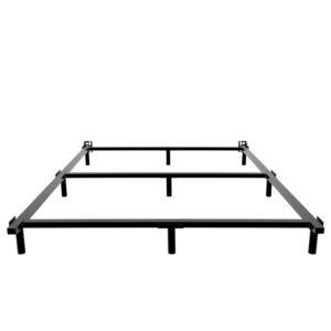 vtwazast queen size bed frame, 7 inch metal heavy duty base for box spring, 9-leg support, non-slip, noise-free, easy assembly, black