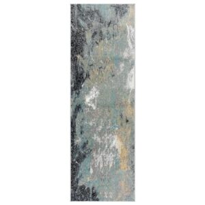 gertmenian modern indoor area rugs, machine-woven, high traffic, non-shedding & stain-resistant, for living room, dining room, bedroom, office, 2x8 runner, modern abstract gray, 29510