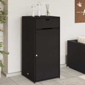 golinpeilo wicker patio garden storage cabinet, outdoor towel rack & pool cabinet, freestanding pe rattan wicker storage cabinet, black 21.7"x21.7"x43.7" poly rattan, -343