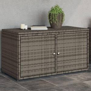 loibinfen outdoor wicker storage box, rattan deck box double openable door with lid and separate storage shelf for patio, garden tools, pools & sports equipment, gray 43.3"x21.7"x23.8", -108