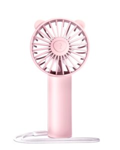 mini fan, portable fan with 3 speeds for 2000mah battery usb-c rechargeable, 3-speed quiet operation, stylish handheld fan for outdoors & travel