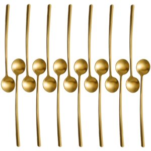 hansgo 14pcs coffee spoons set, 6.7 inches gold tea spoons, stirring spoons, gold spoons long handle, long spoons for stirring, cocktail coffee bar accessories