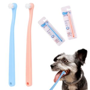 2 pack dog toothbrush cat tooth brush pet toothbrush puppy toothbrush mini head soft dog toothbrush deep clean kit for puppy, kitten, small dog & cat, portable travel friendly and easy to use