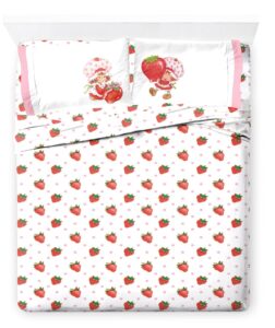 jay franco strawberry shortcake full size sheet set - super soft kids 4 piece bedding set - microfiber sheets includes reversible pillow covers