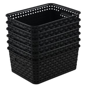 ewingger set of 6 black plastic storage baskets, small organzing basket bin