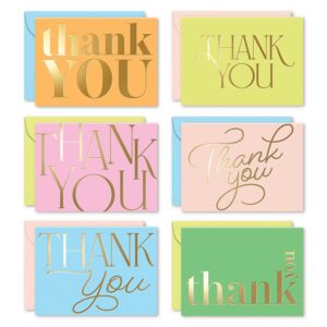 s&o thank you cards with envelopes - blank thank you cards for handwritten messages - thank you notes with envelopes set of 24 - assorted thank you cards with stylish color envelopes to mix & match