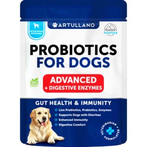 probiotics for dogs - support gut health, allergies, immunity, yeast balance - dog probiotics and digestive enzymes with prebiotics - reduce diarrhea - 30 sticks