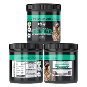 pet chef meow bites: premium probiotic cat treats - fortify health with feline-specific probiotics, stop cat diarrhea-proviable fera fortiflora blend. helps all cats wtih better digestion at any age!