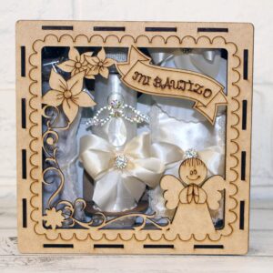 handmade angel teardrop wings rhinestone bling mi bautizo wood baptism box gift set rosary candle communion espanol nina nino favor