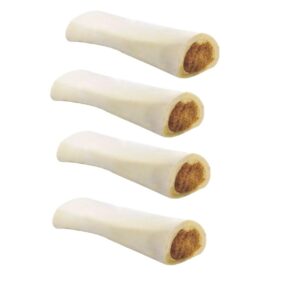 mpp stuffed peanut butter 6 inch shin dog bones refillable nutritious dental chew (4 bones)