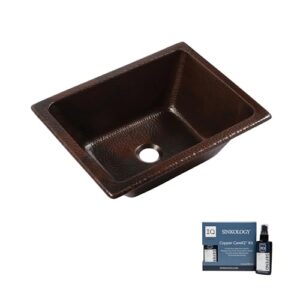 hawking copper 17" rectangular dual flex bath sink with care kit