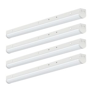 4ft led linear strip light, super bright led shop lights 30w 40w 50w 60w 70w selectable/100v-277v 6cct 3000k-6500k, flush mount 0-10v dimmable commercial garage indoor ceiling light, etl dlc(4 pack)