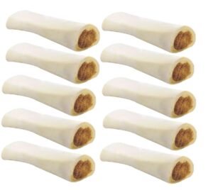 mpp stuffed peanut butter 6 inch shin dog bones refillable nutritious dental chew (10 bones)