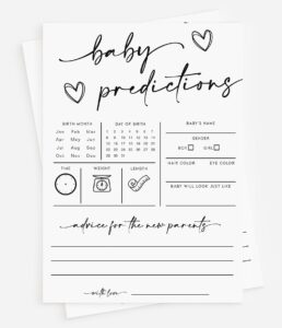 50 baby shower game large picture predictions and advice cards, new mom & dad card or mommy & daddy to be, girl or boy babies new parent message advice book fun gender neutral party (50-cards)