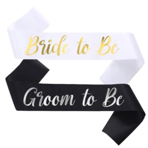 nauxiudsjs bride to be sash and groom to be sash, bachelorette party supplies engagement party favors, bridal shower sashes bachelor decorations just married gift engaged decor accessories