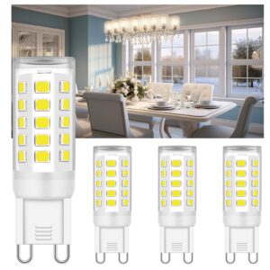 ugvmn g9 led bulb bi pin base, no flicker 5000k daylight t4 g9 led llight bulbs for chandelier, 4w (40w halogen equivalent bulbs), 360° beam angle, non-dimmable for home lighting, 4 pack