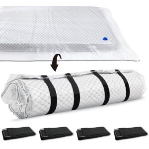 storage master vacuum storage bag for queen full size mattress - ideal for memory foam and latex up to 14 inches - designed for easy moving, shipping and storing with straps (queen/full)