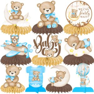 we can bearly wait honeycomb centerpieces bear centerpieces for table teddy bear baby shower party decorations 11pcs blue bear table decorations for baby boys bear gender reveal party supplies