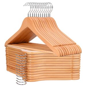 bgrqriq wooden hangers 20 pack - heavy duty shirt hangers and suit hangers for men - perfect for hanging shirts, suits, and coats