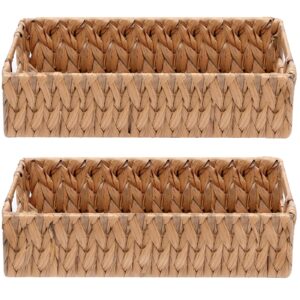 wicker storage basket water hyacinth baskets pantry storage baskets,wicker open storage bins for shelves,handwoven baskets for bathroom,decorative basket with handles,set of 2 pcs