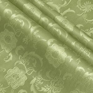 kkjiaf sage green satin jacquard fabric 2 yard, 60 inch wide shiny cloth fabric, sunflower pattern silky brocade fabric for tablecloth, table runner, napkins, dress, bedding sheet, diy crafts