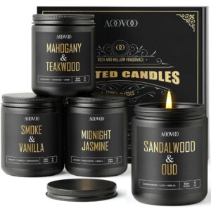 aoovoo scented candles for men - candles for home scented, soy candles, scented candles set, men candle set, sandalwood oud/mahogany teakwood/smoke vanilla/jasmine candles set a