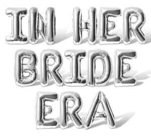 letter balloons - in her bride era 16" inch alphabet letters foil mylar balloon bachelorette party banner (silver)