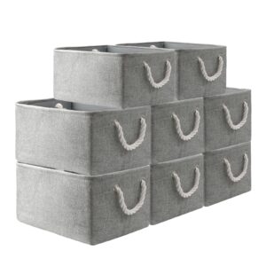 samoradrea storage baskets 8 pack decorative baskets storage box cubes containers w/handles for clothes books, home, office, bedroom, parlor, garage (grey)