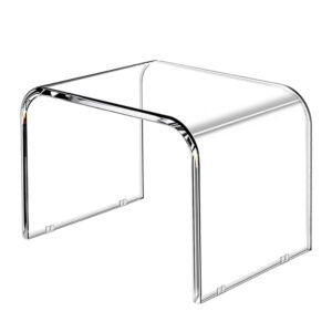 tmoicer kids' step stool 9'' acrylic transparent step stool strong load 250 lbs one step stool for bedroom kitchen bathroom (with anti-slip, 1 pcs)