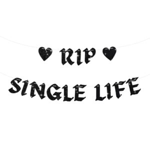 beishida black rip single life banner,no diy, pre-strung bachelorette party decorations,till death do us party supplies,bride or die party decor, gag gift