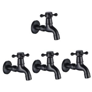 jojofuny 4pcs bath tub accessories water faucet outdoor black handle tap antique bathroom faucet single cold water tap sink faucet black kitchen faucet laundry tub copper laundry faucet