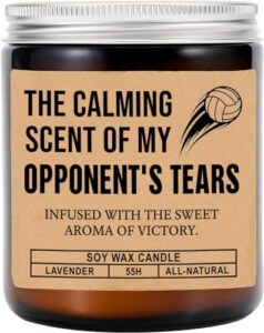 fundingcharlee the calming scent of my opponent's tears candle - funny volleyball candle - candle gift for coach- mom -dad - player senior volleyball gift - lavender scented candles - soy wax candle