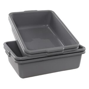 douhenhao 4 pack commercial dish tubs plastic, 22 l restaurant bus trays, grey utility bus box