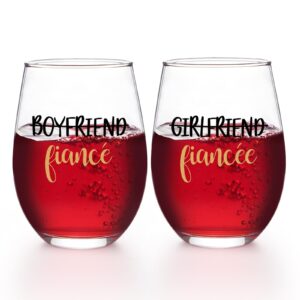 futtumy fiance and fiancee wine glass 17oz, engagement gifts for couples, engagement gift, gifts for newly engaged couples, engagement gifts for boyfriend girlfriend him her bride bride to be