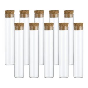 patikil 25ml test tubes, 30pcs 3.94x0.79in glass clear flat bottom test tube containers with cork stopper for bead party candy bath salt storage scientific experiment plant propagation