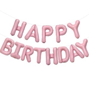 pink happy birthday balloon banner, 16 inch foil mylar happy birthday balloons letters, reusable happy birthday sign, pink birthday decorations for women and girls