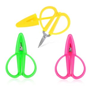 3 pcs mini scissors, portable travel scissors colorful tiny crochet scissors small size embroidery scissors with cover pocket scissors for women girls scrapbooking sewing crafting, 2.56 x 1.65 inch