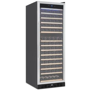 garvee 177 bottles wine fridge dual zone large wine cooler refrigerator w/lock 41~64°f digital temperature control wine refrigerator freestanding for red white wine, champagne, beer - black